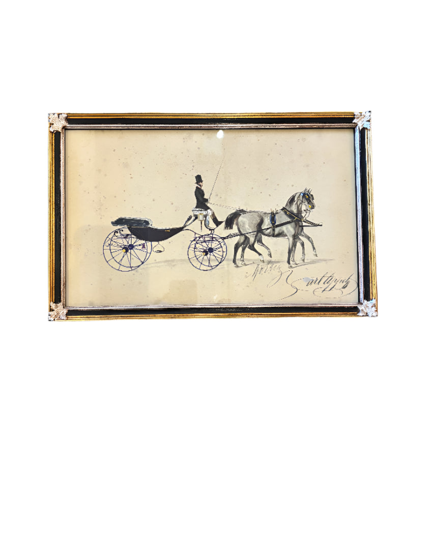Antique Carriage Driving Print
