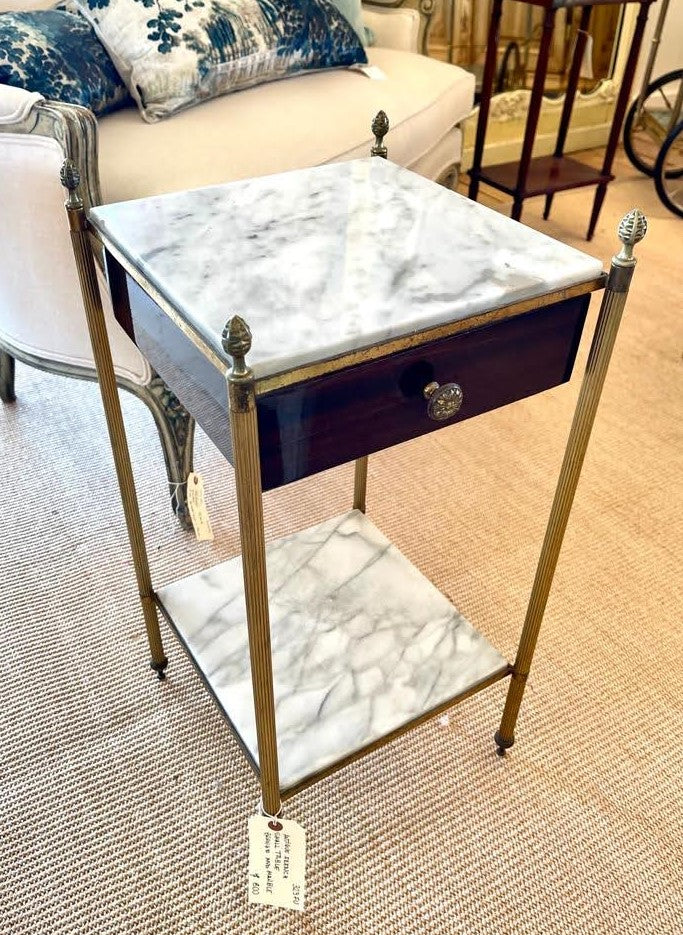 Antique Small French Table in Bronze and Marble