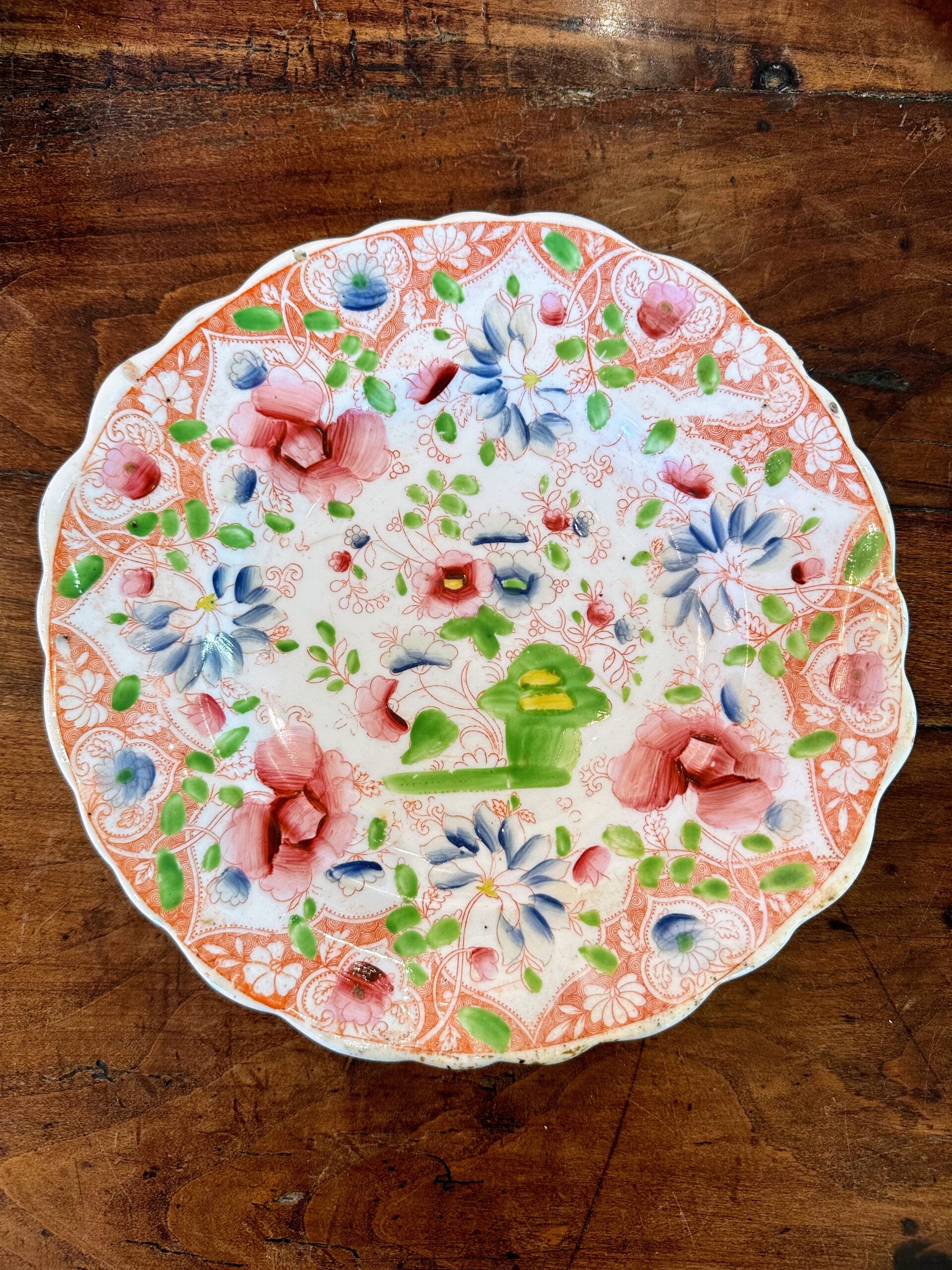 Antique Plate with Flowers