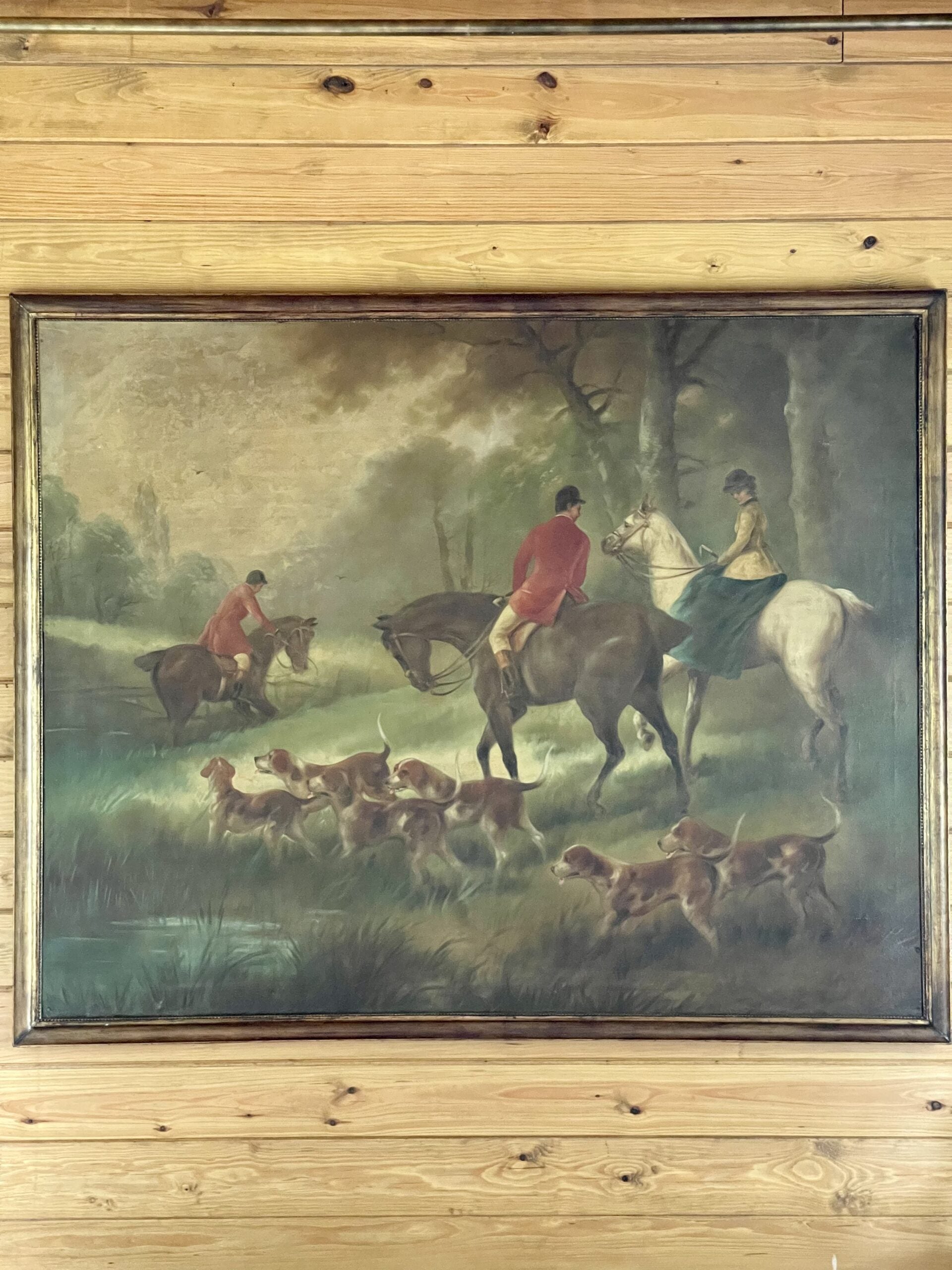 Hunt Scene Oil on Canvas French Painter A. de Barbier