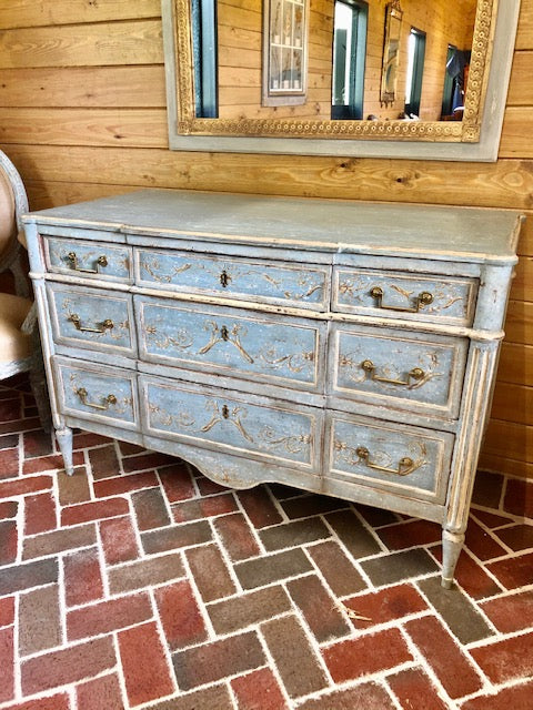 Antique French Chest with Grey Patina Louis XVI - 18th Century